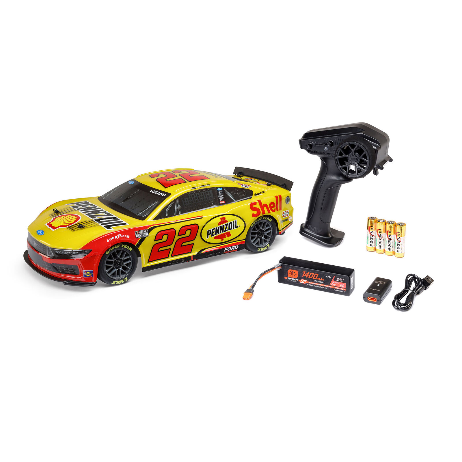 1/12 NASCAR RC Race Car Joey Logano No. 22 Shell 2025 Ford Mustang 2S ...